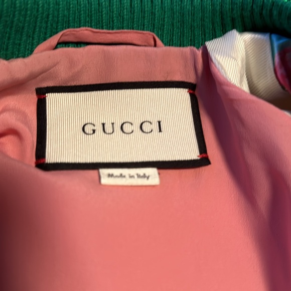 Gucci | Jackets & Coats | Gucci Pink Blue Butterfly Embroidered Silk ...